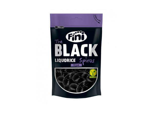 Fini Black Liquorice Spiros 180g – CAFELAX