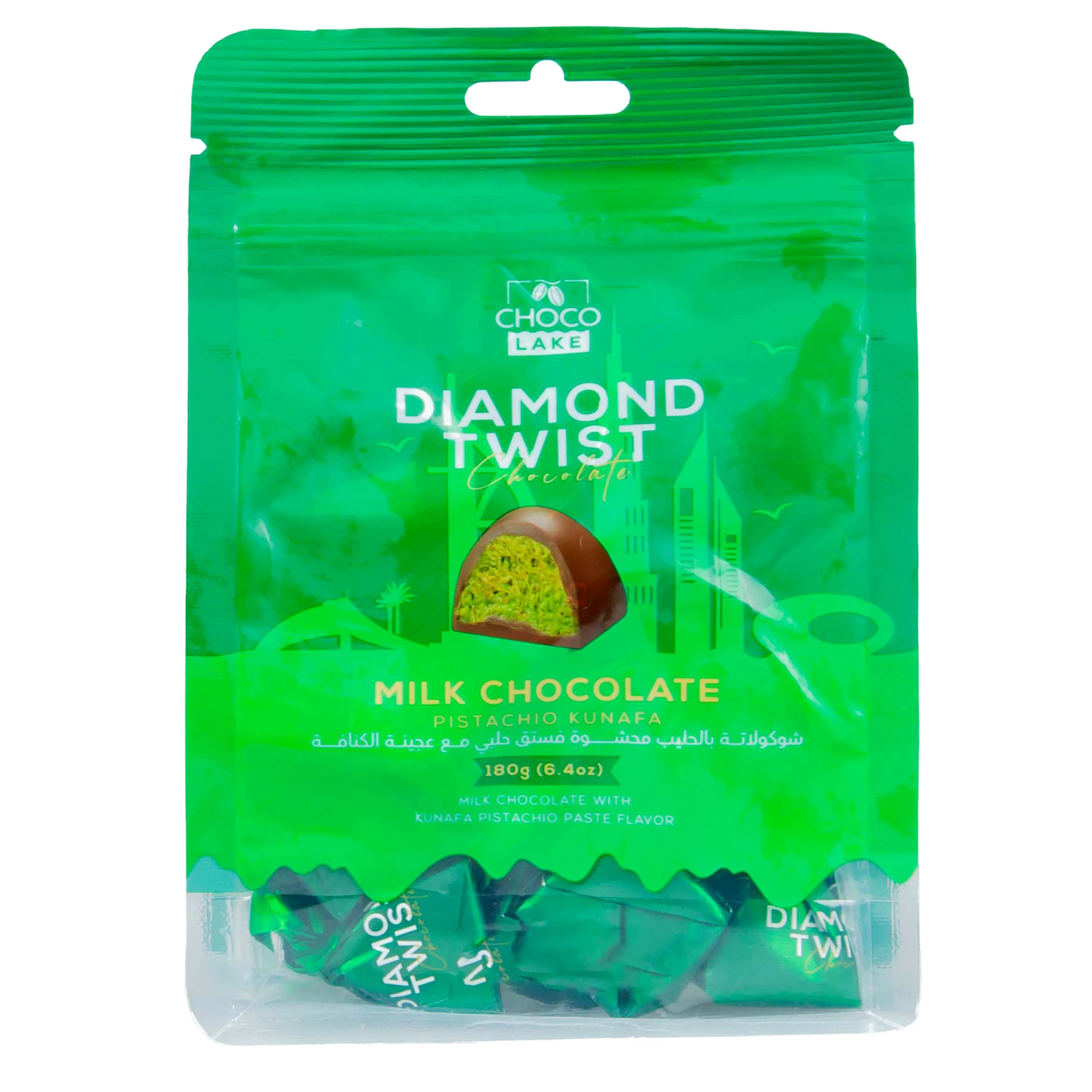 Choco Lake Diamond Twist Milk Chocolate With Pistachio 180g – CAFELAX